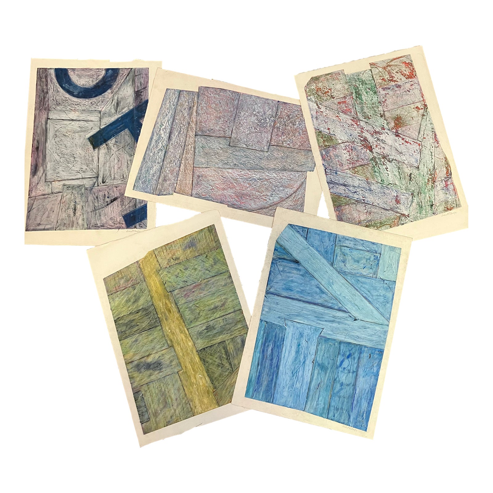 1980’s 5 Original Abstract Screen Prints Unframed-Set of 5 | Chairish