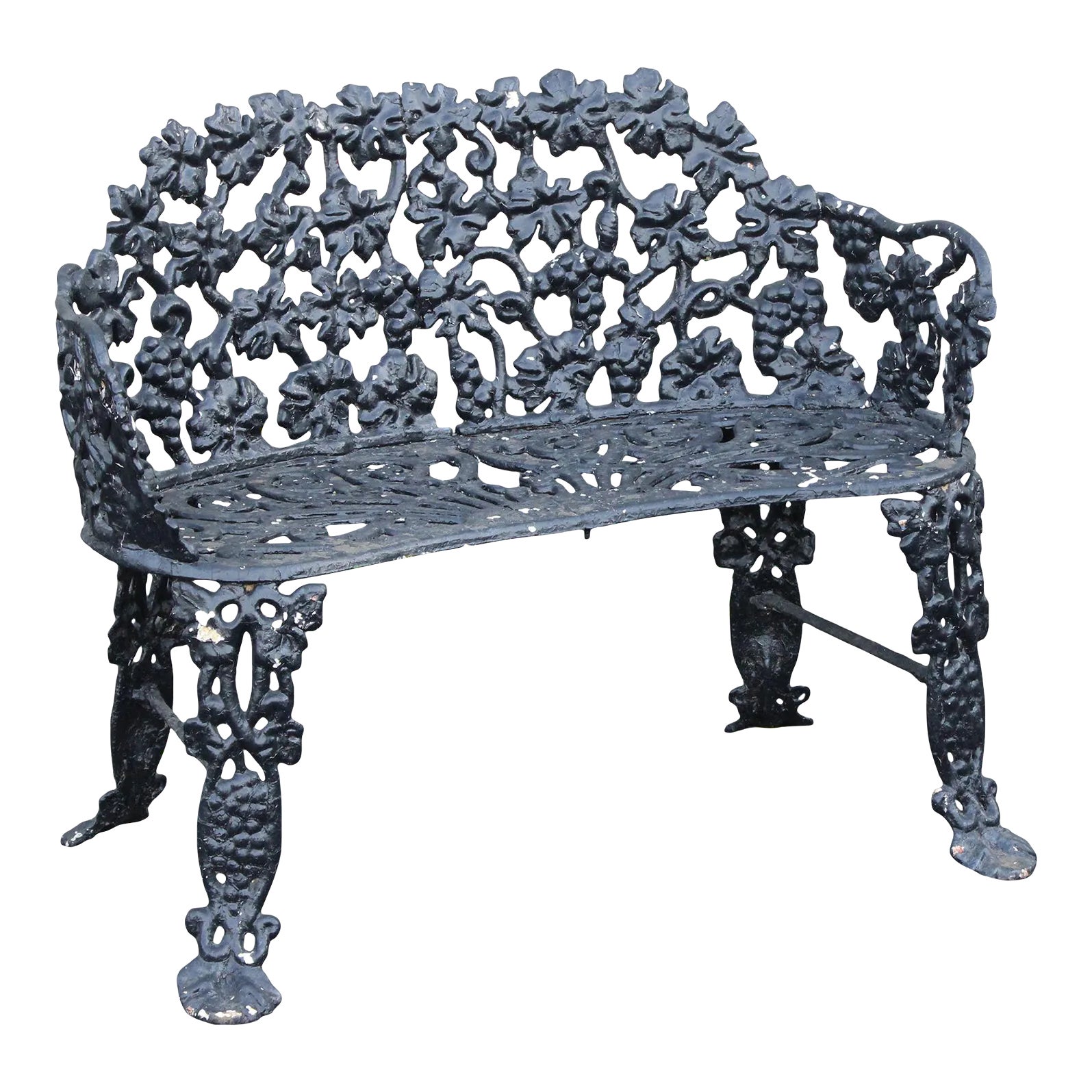 Victorian Style Cast Iron Outdoor Patio Bench | Chairish