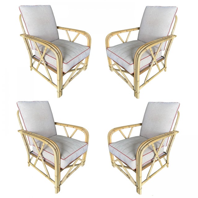 "1949er" Rattan 3-Strand X-Arm Lounge Chair by Ficks Reed - Set of 4 ...