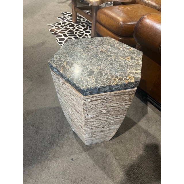 Hexagonal Stone Accent Table | Chairish