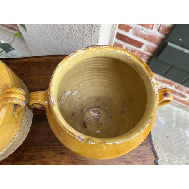 19th Century Provincial French Yellow Glazed Pottery Confit Pots- a ...