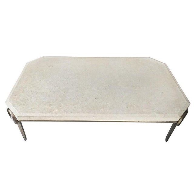 Tom Corbin Medallion Bronze and Limestone Coffee Table | Chairish