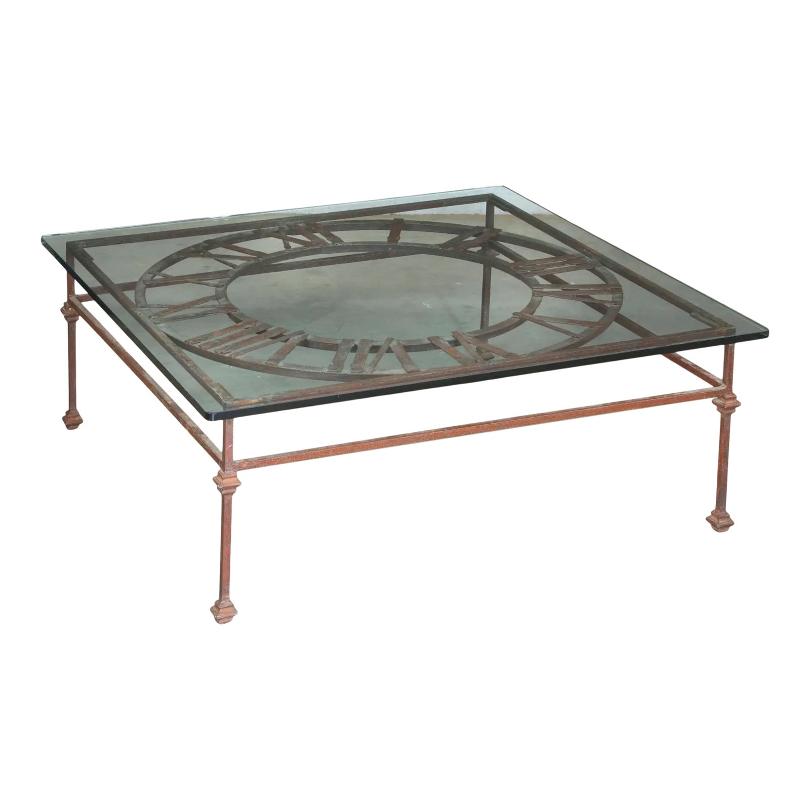 Modern Wrought Iron and Plate Coffee Table | Chairish