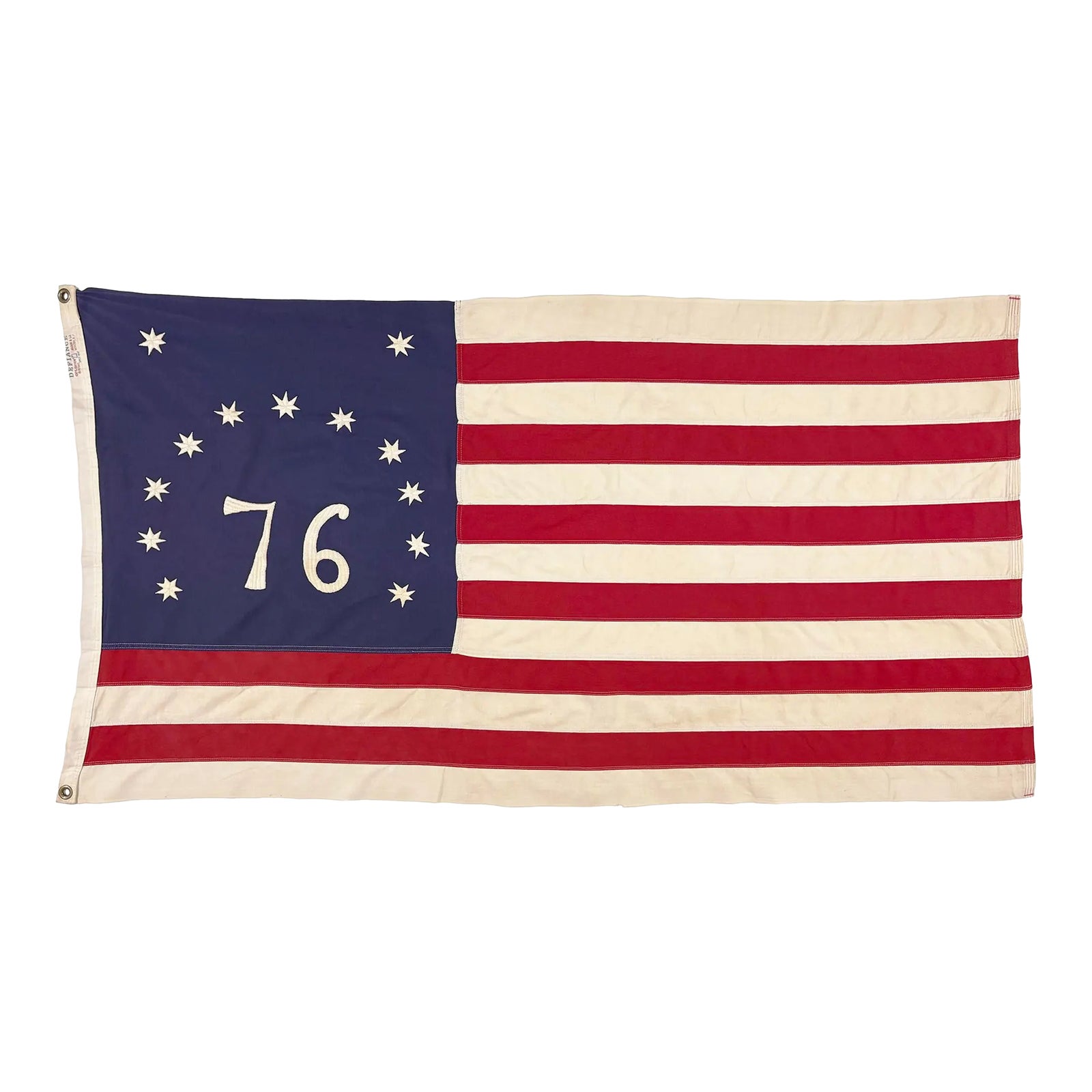 Vintage Cotton Embroidered Bennington 76 American Flag | Chairish