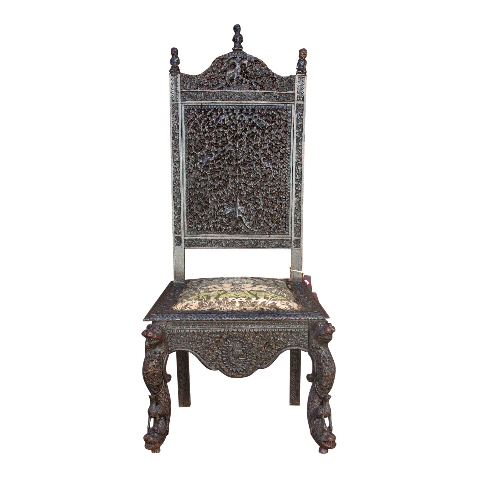 Late 18th Century Anglo-Indian Intricate Carved Chair | Chairish