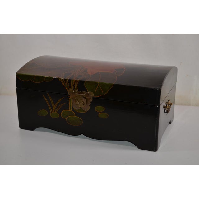 Early 20th Century, Lacquered Wooden Box, Decorated With Leaves and ...