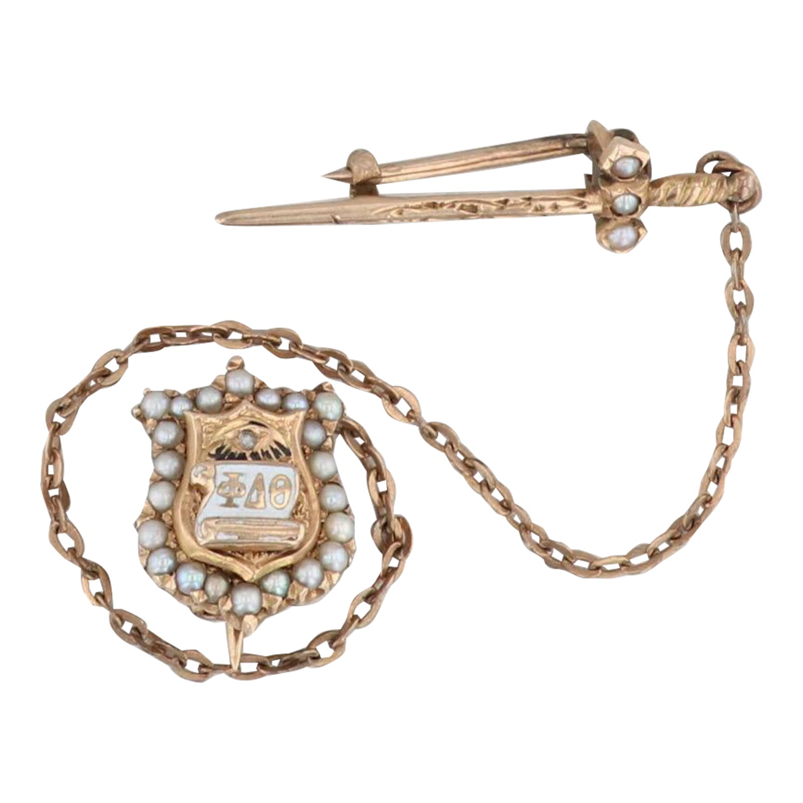 Antique Phi Delta Theta Shield Scroll Badge 14k 10k Fraternity Sword ...