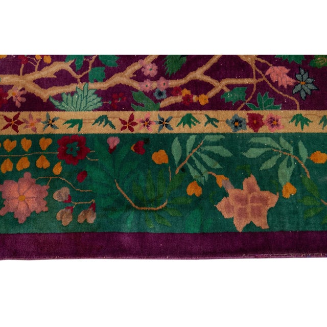 Antique Purple Art Deco Chinese Rug 8 Ft 9 in X 14 Ft 3 In. | Chairish