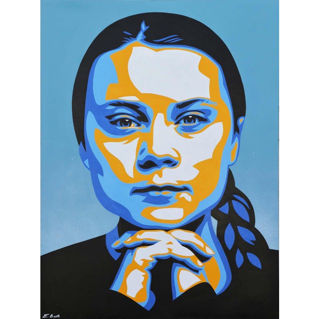 “Greta” Contemporary Abstract Portrait Painting by Ed Booth | Chairish