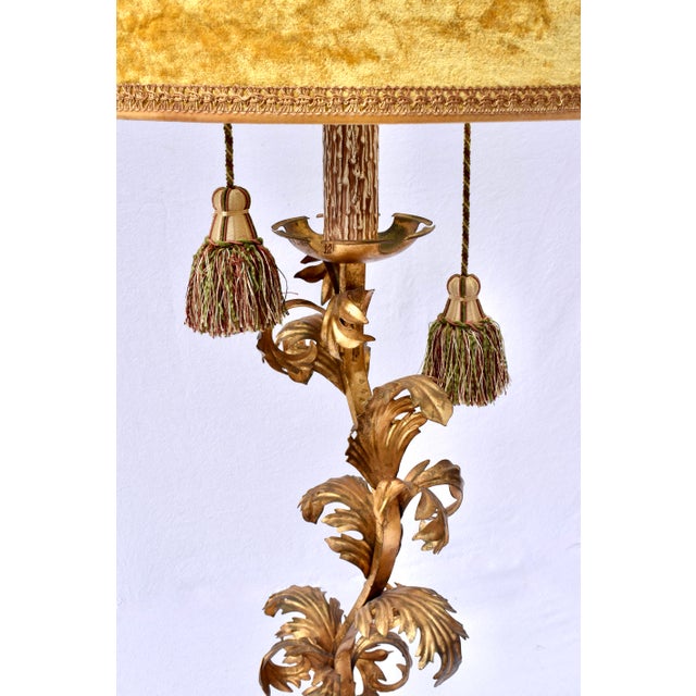 Hollywood Regency Italian Gold Gilt Iron Floor Lamp | Chairish
