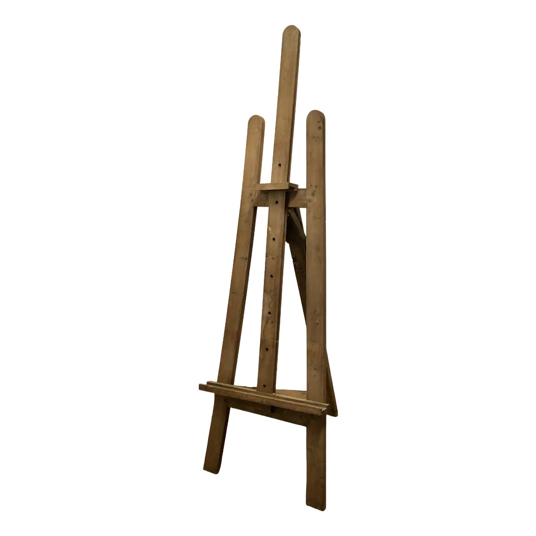 Large Rustic Adjustable Oak Artists Easel | Chairish