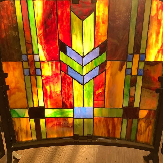 3-Panel Stained Glass Fireplace Screen by Meyda Tiffany | Chairish