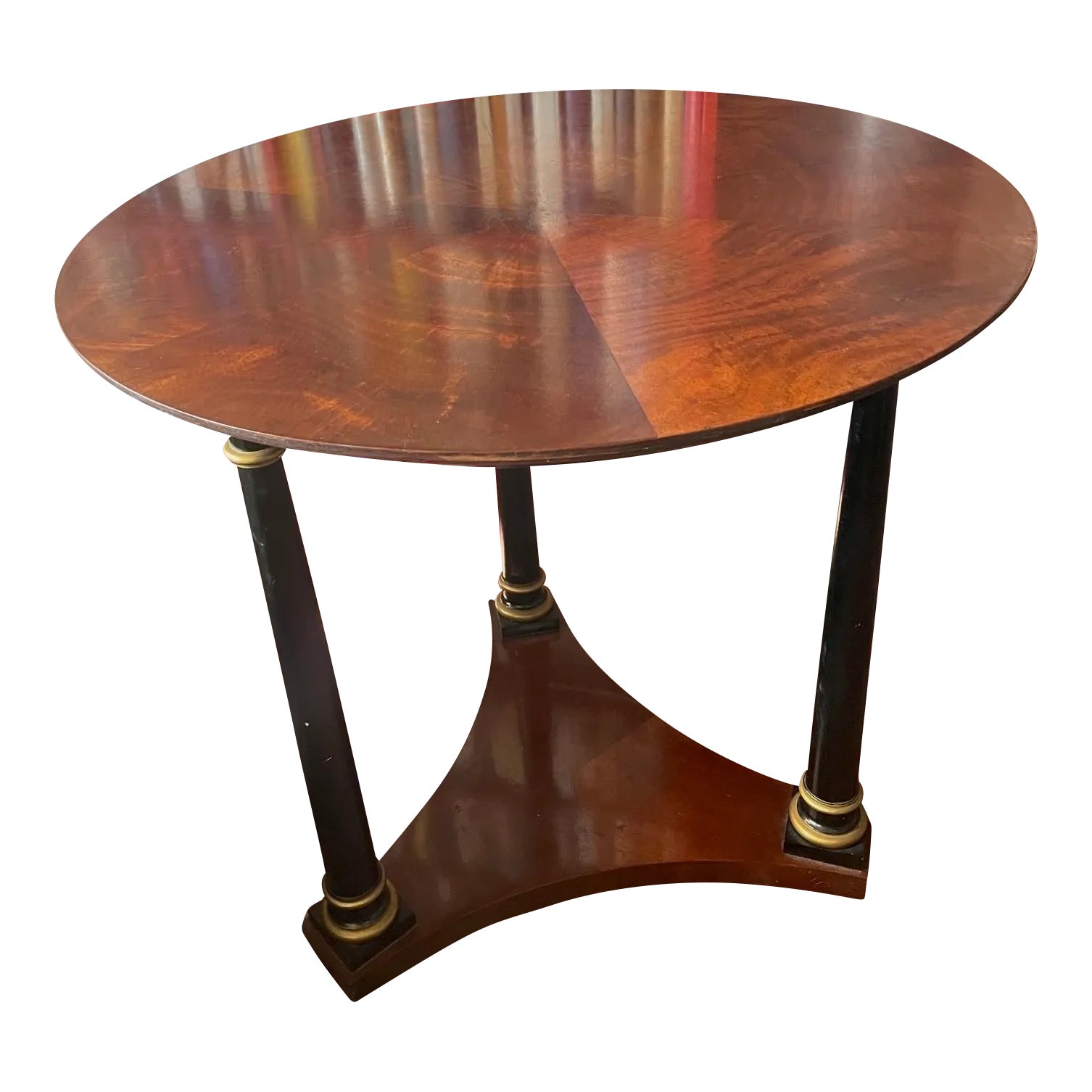 Round Regency Style Mahogany Columned Center Table | Chairish