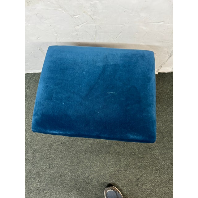 Custom Old World Blue Velvet Stool | Chairish