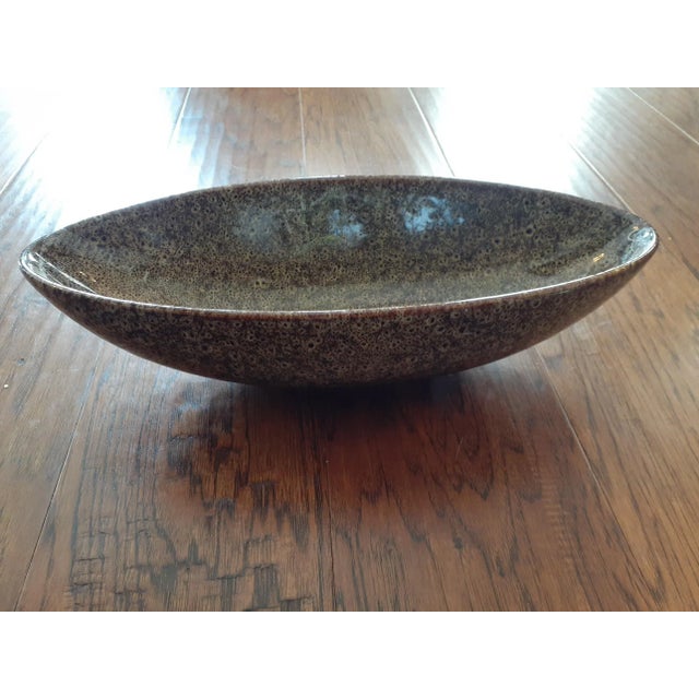 1970s Signature Home Art Studio Glazed Pottery Boat Shape Bowl | Chairish