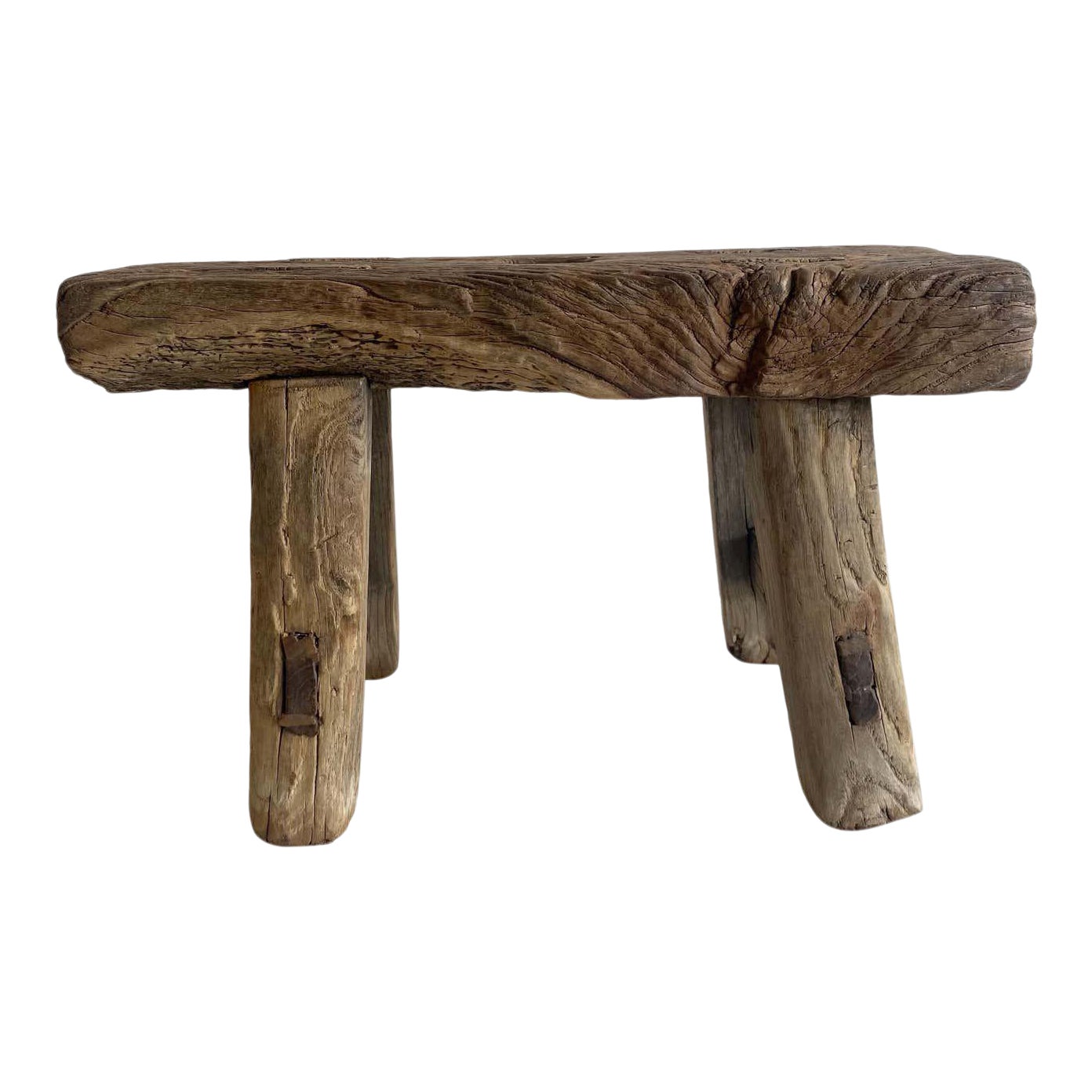 Mini Elm Wood Stool | Chairish