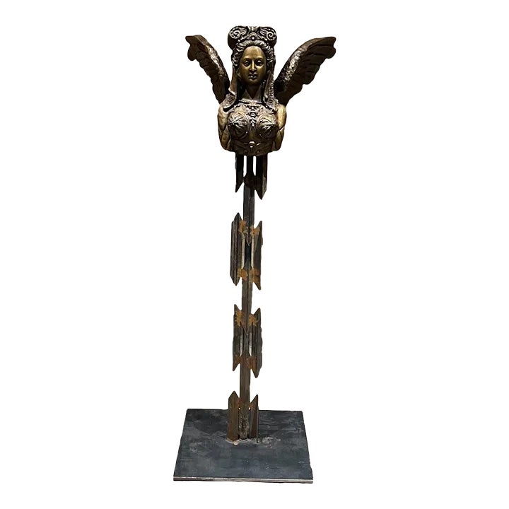 Greek Sphinx Sculpture Female Bronze Forged Steel | Chairish