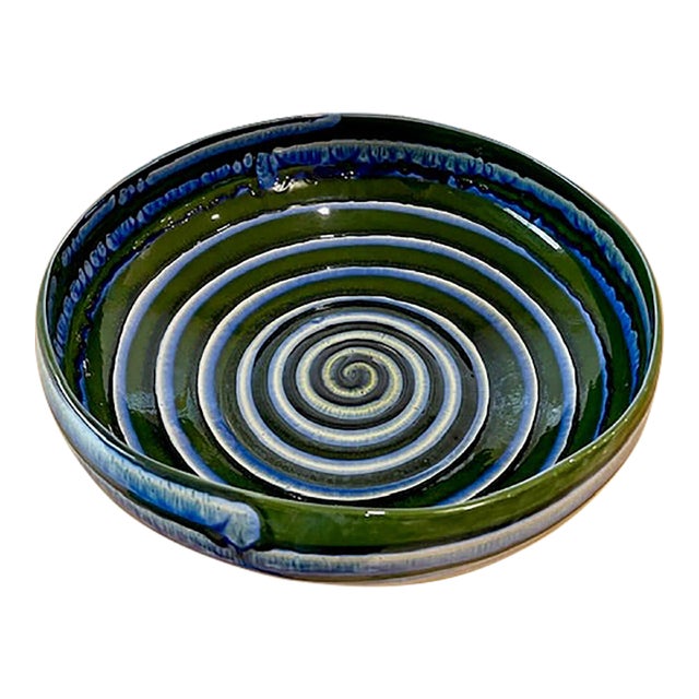 Handmade Ceramic Decorative Bowl, Green and Blue | Chairish
