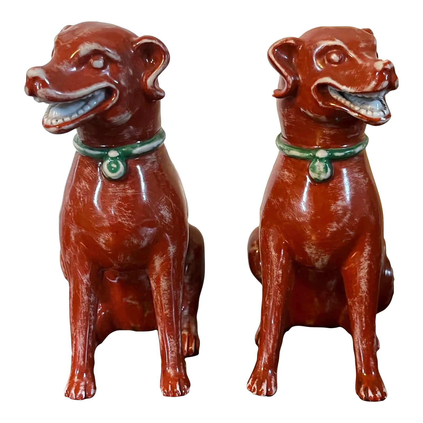 Antique 19th Century Chinese Export Porcelain Orange Red Figures of ...