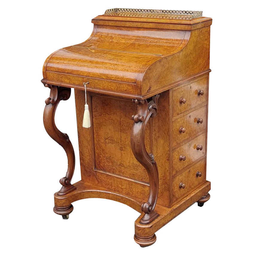 Victorian Secretaire in Burr Walnut | Chairish