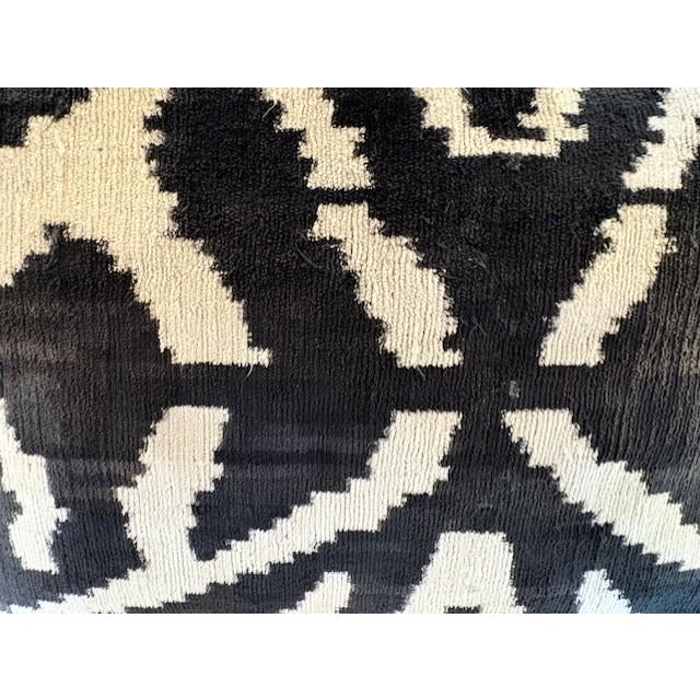Black and White Geometric Silk Pillow | Chairish