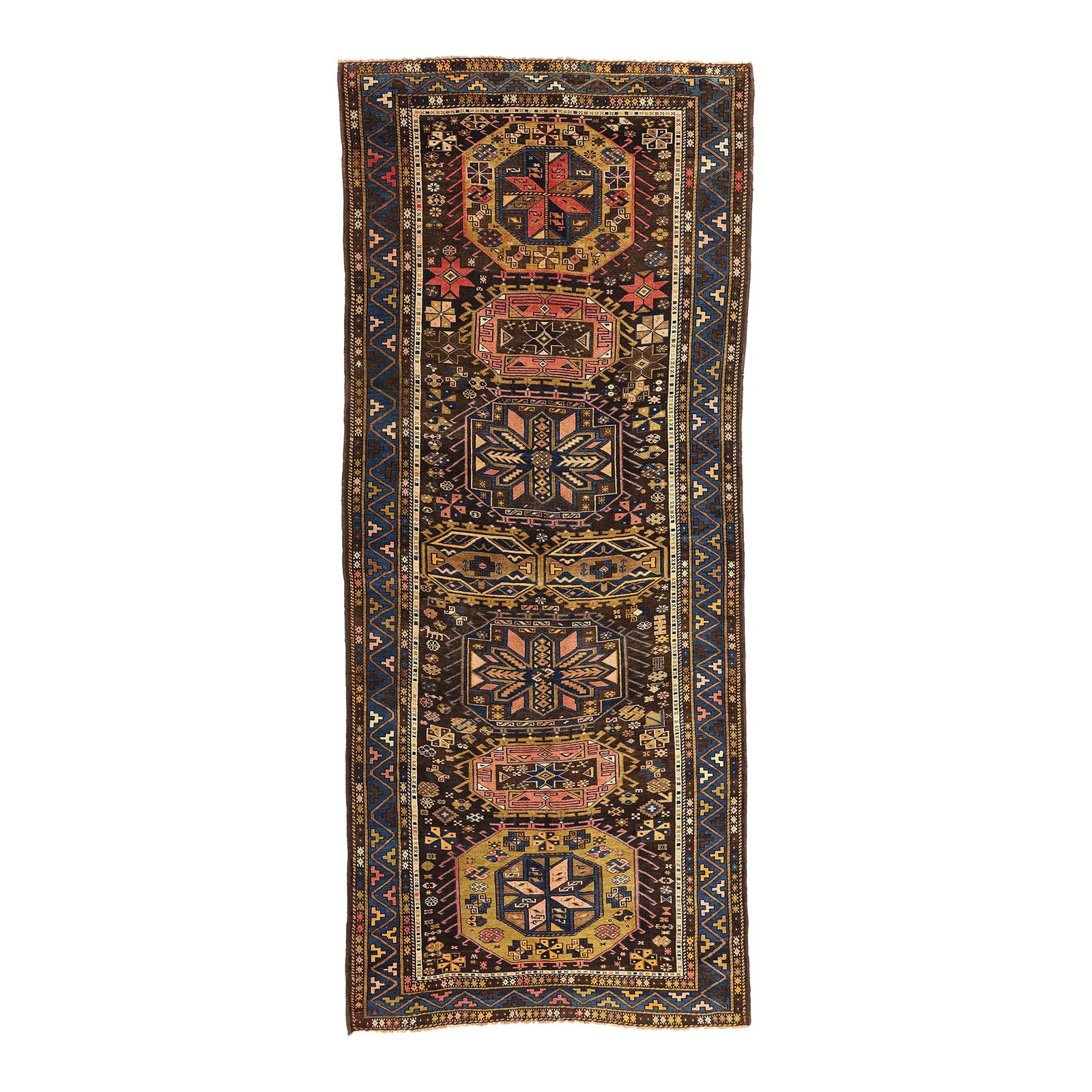 Antique Black Baku Azerbaijan Caucasian Rug - 05'04 X 12'10 | Chairish