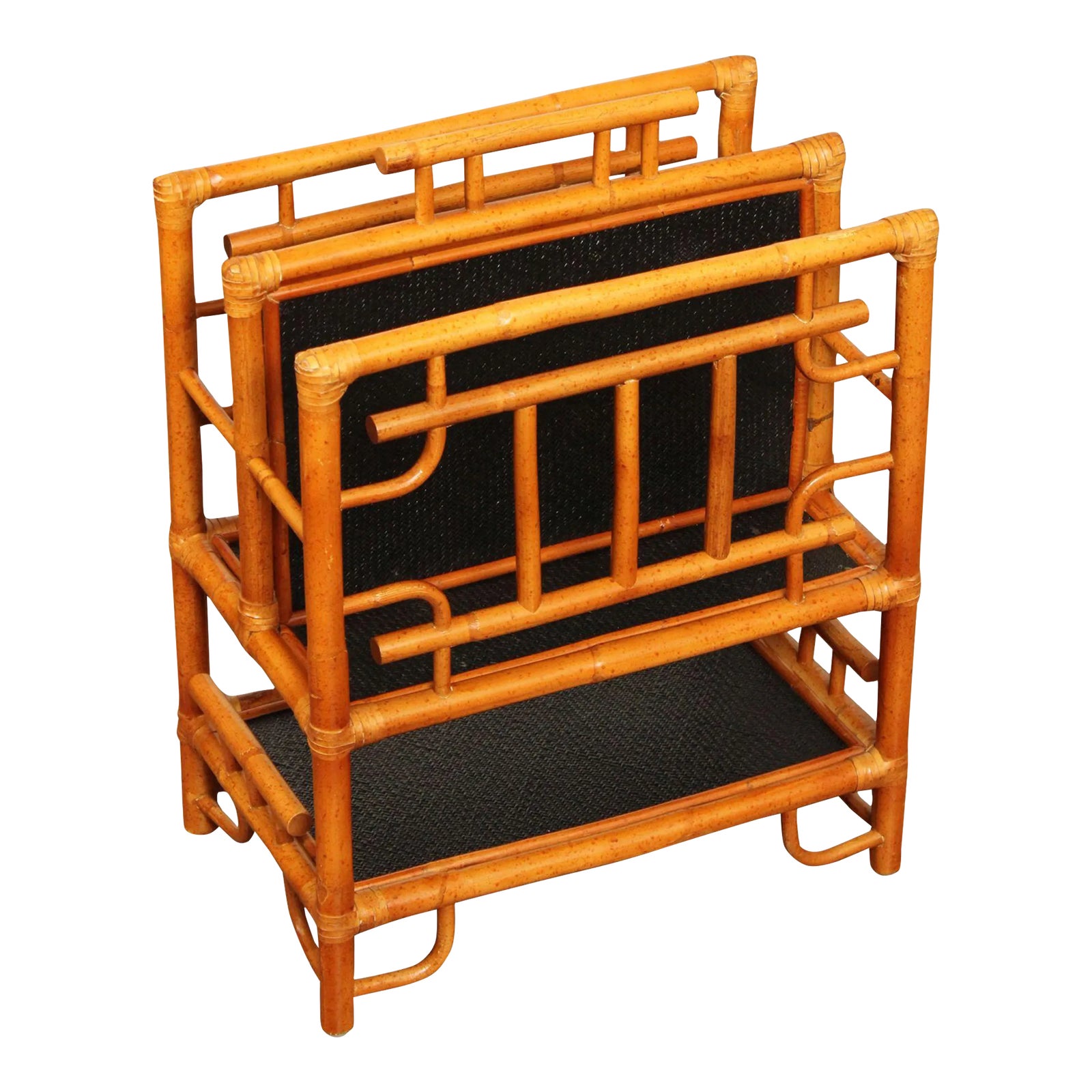 Vintage Chinese Stye Bamboo Magazine Rack | Chairish