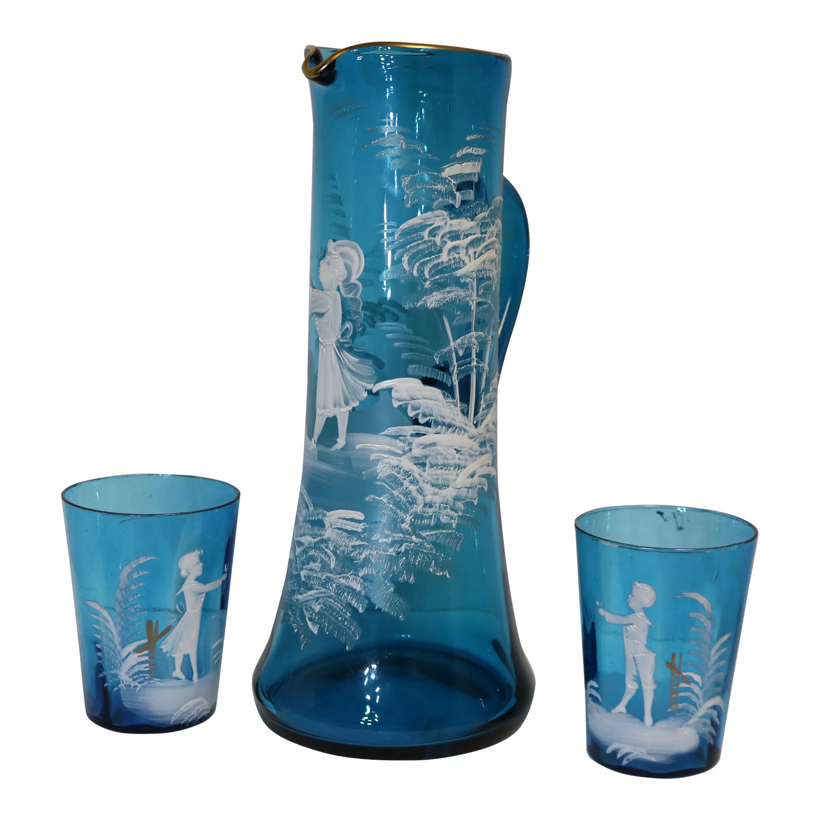 Early 20th Century Mary Gregory Style Victorian Blue Lemonade Serving ...