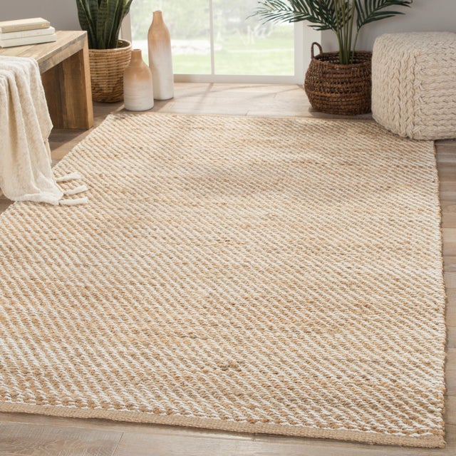 Jaipur Living Diagonal Weave Natural Solid Beige/ White Area Rug - 2′6 ...