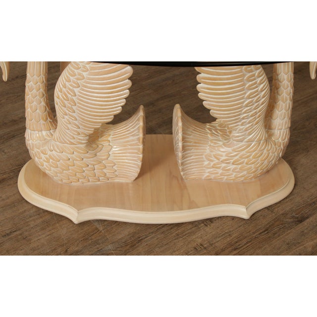 Vintage Carved Double Swan Base Oval Glass Top Dining Table | Chairish