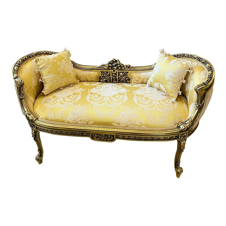 1990s French Style Golden Bench | Chairish