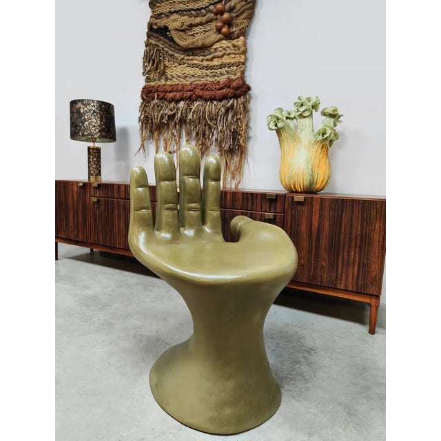 Fiberglass Hand-Chair in Moss Green | Chairish