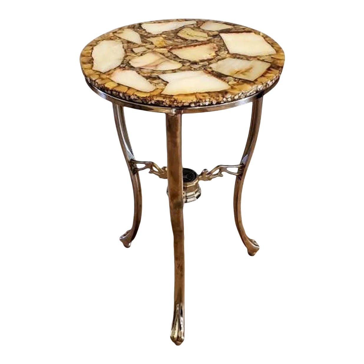 Modern Agate Stone Side Table With Compass | Chairish