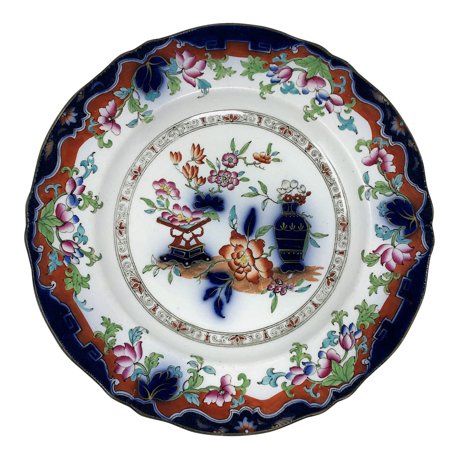 Antique Minton b.b. Newstone Poonah Pattern Plate | Chairish