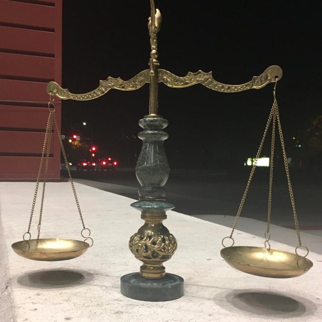 Japanese Bronze & Green Marble Balance Scale Circa 1940s | Chairish