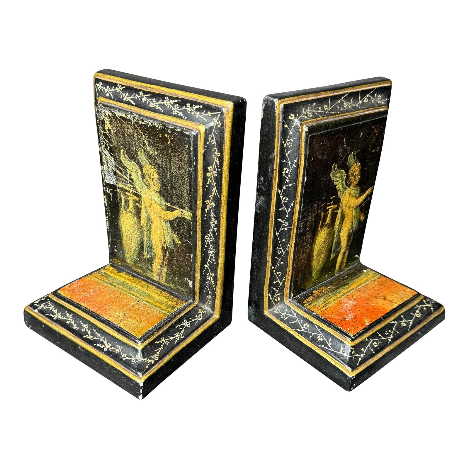 Vintage Italian Cherub Bookends- a Pair | Chairish