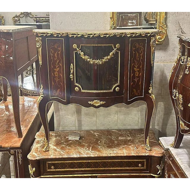 French Baroque Style Copper Commode Vitrine With Gold Details | Chairish