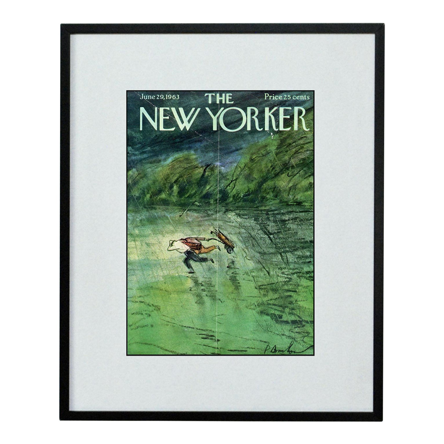 1963, "Running for Cover", Original New Yorker Cover by Perry Barlow ...