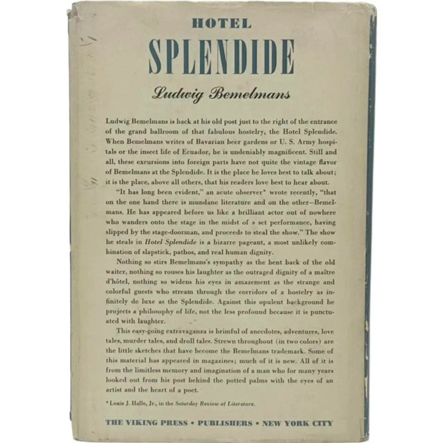 Hotel Splendide by Ludwig Bemelmans 1941 First Edition Book Hardcover ...