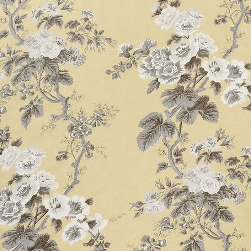 Sample- Schumacher Pyne Hollyhock Fabric in Buttercup | Chairish