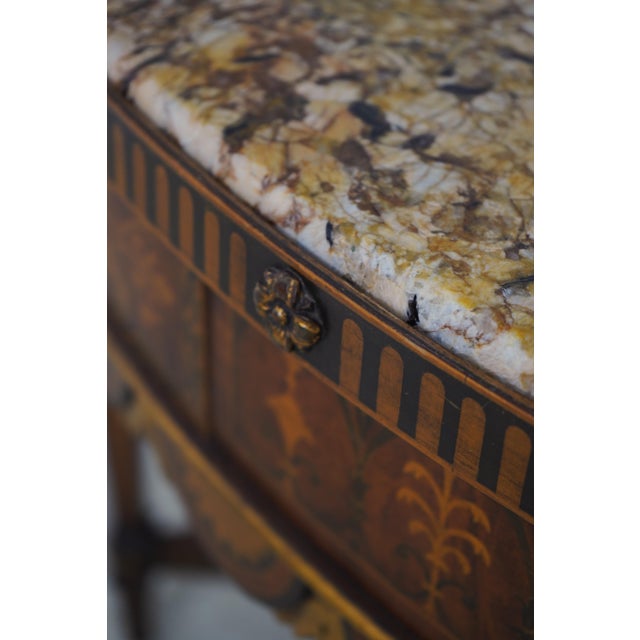 Antique Russian Empire Marble Top Inlaid Console Table | Chairish