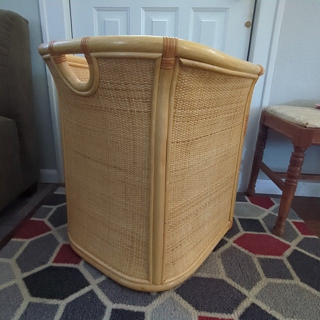 Mid 20th Century Wicker Chair With Hamper Storage Light Color Bentwood ...