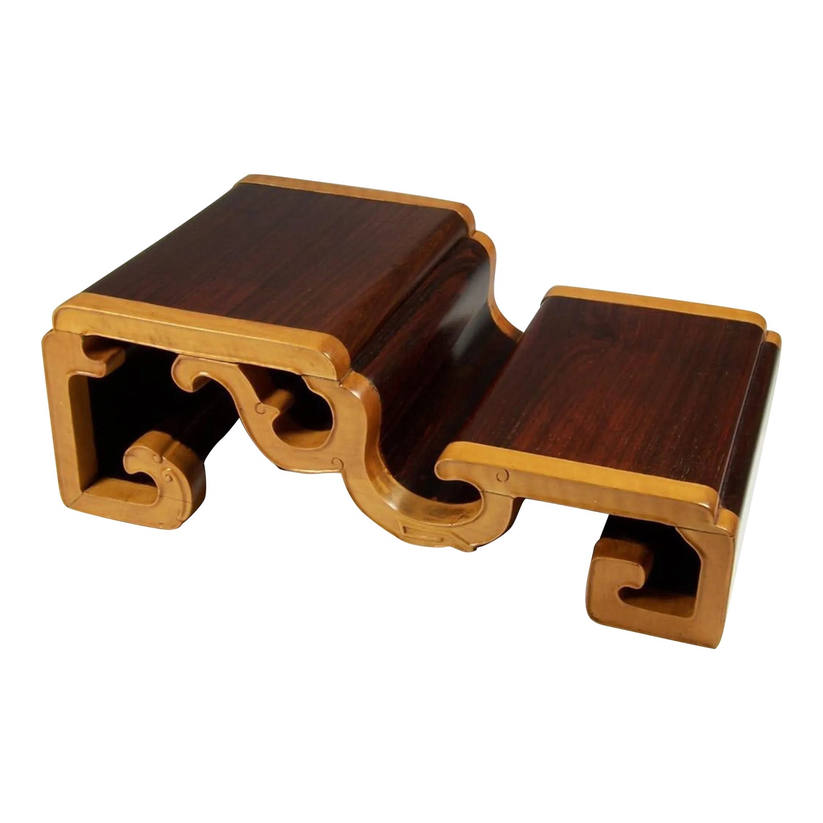 Mid 20th Century Hardwood Boxwood Two Tier Chinese Display Stand | Chairish