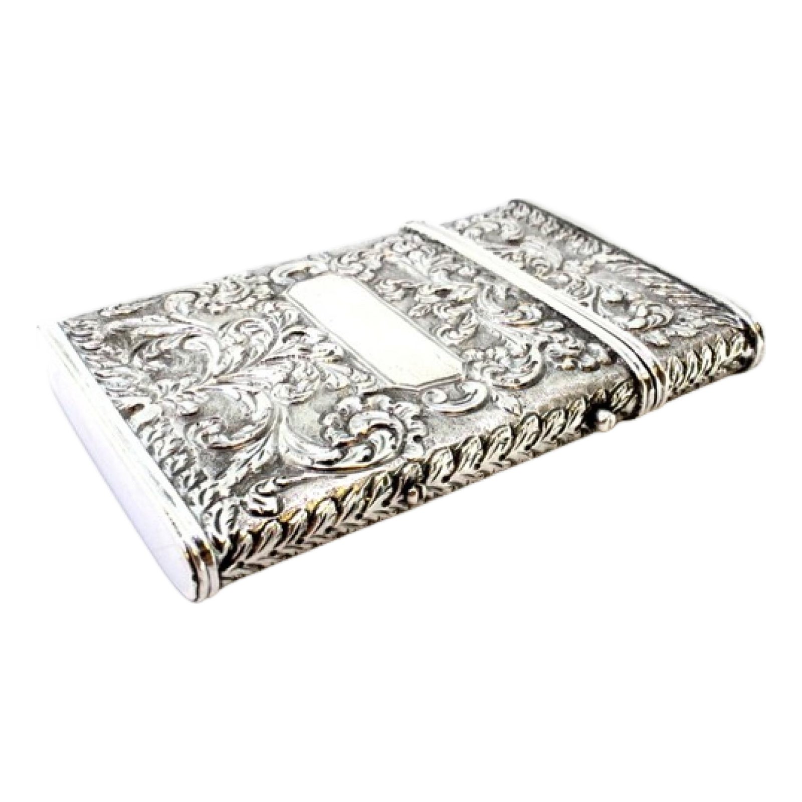 Silver Cardboard Box with Revealed Floral Motifs | Chairish