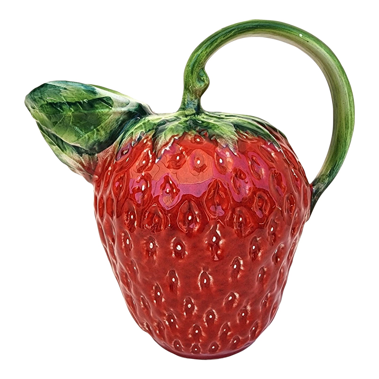 Vintage Italian Ceramic Strawberry Pitcher | Chairish