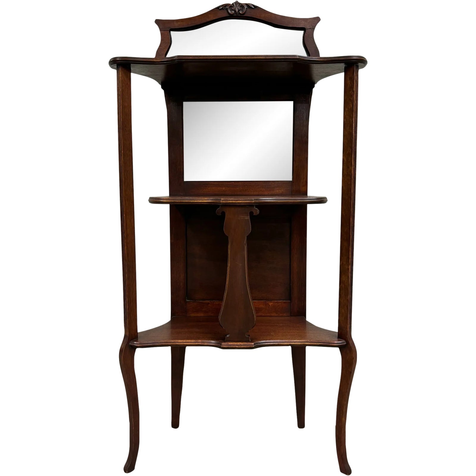 Antique Victorian Mahogany Serpentine Mirrored Etagere Hall Tree Vanity ...