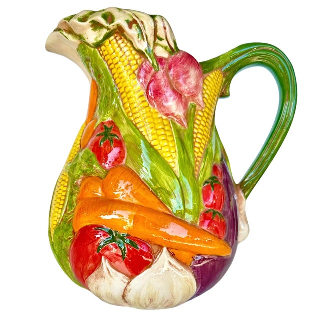 Vintage Ceramic Pitcher Jug Vegetables Multi Color Love Debbie ...