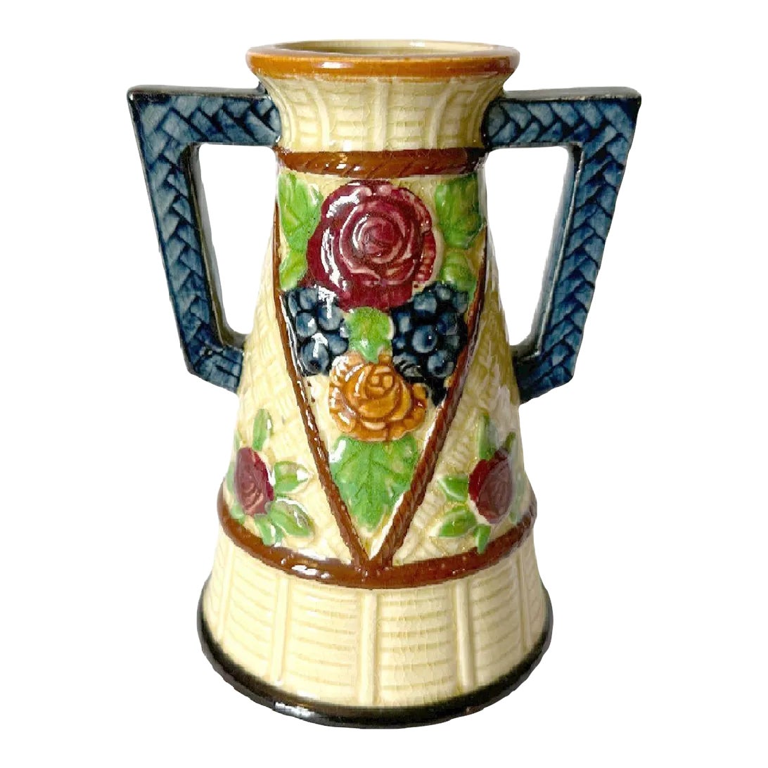 Vintage 30's Japanese Tashiro Shoten Double Handle Pottery Vase ...