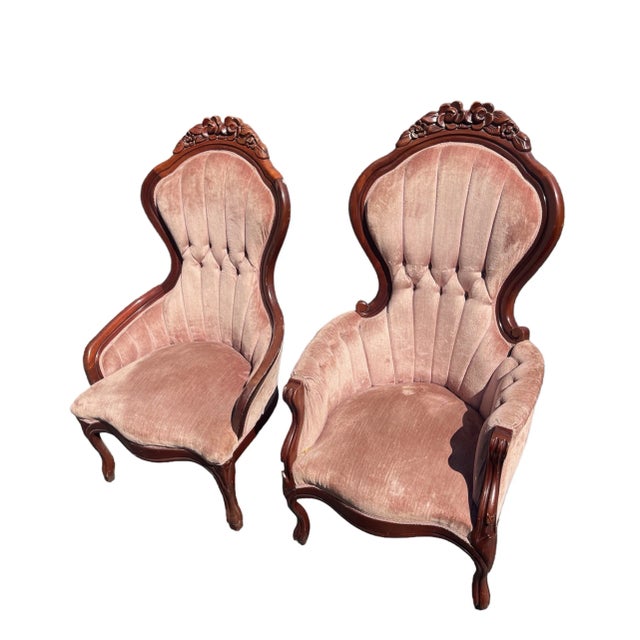 Vintage Victorian Kings & Queen Chairs- Set of 2 | Chairish