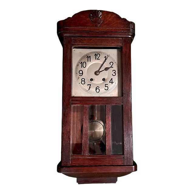 Early 1900s German Box Regulator Wall Clock by Konkurrenz (Carl Warner ...